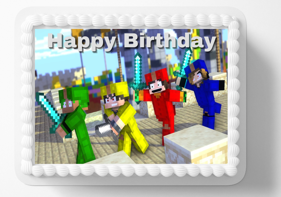 Gamer Blox Bed War Party Edible Image Personalized Edible Birthday Cake ...