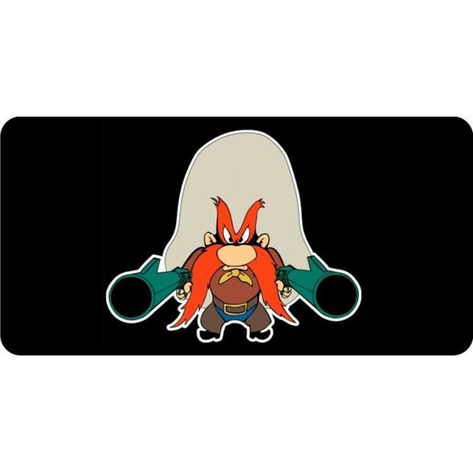 yosemite sam looney tunes black background logo license plate made in ...