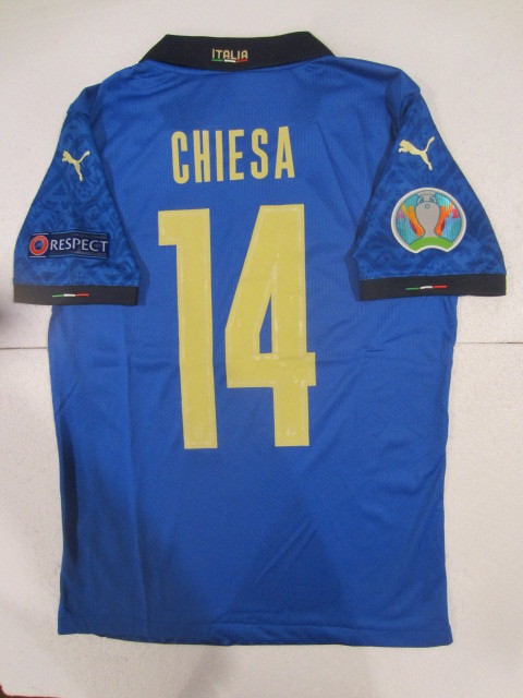Federico Chiesa Italy 20/21 Euro Match Slim Blue Home Soccer Jersey 2020-2021 - Soccer-European