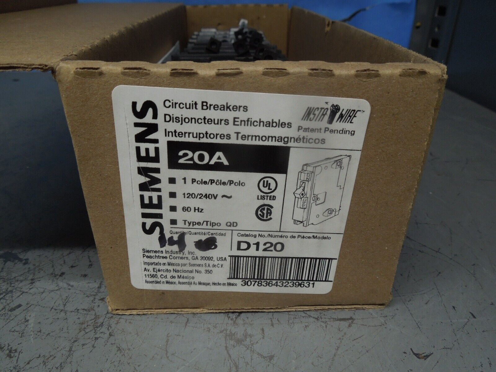 Box of 14- Siemens D120 20A 1P 120/240V Type QD Bolt On Circuit Breaker ...