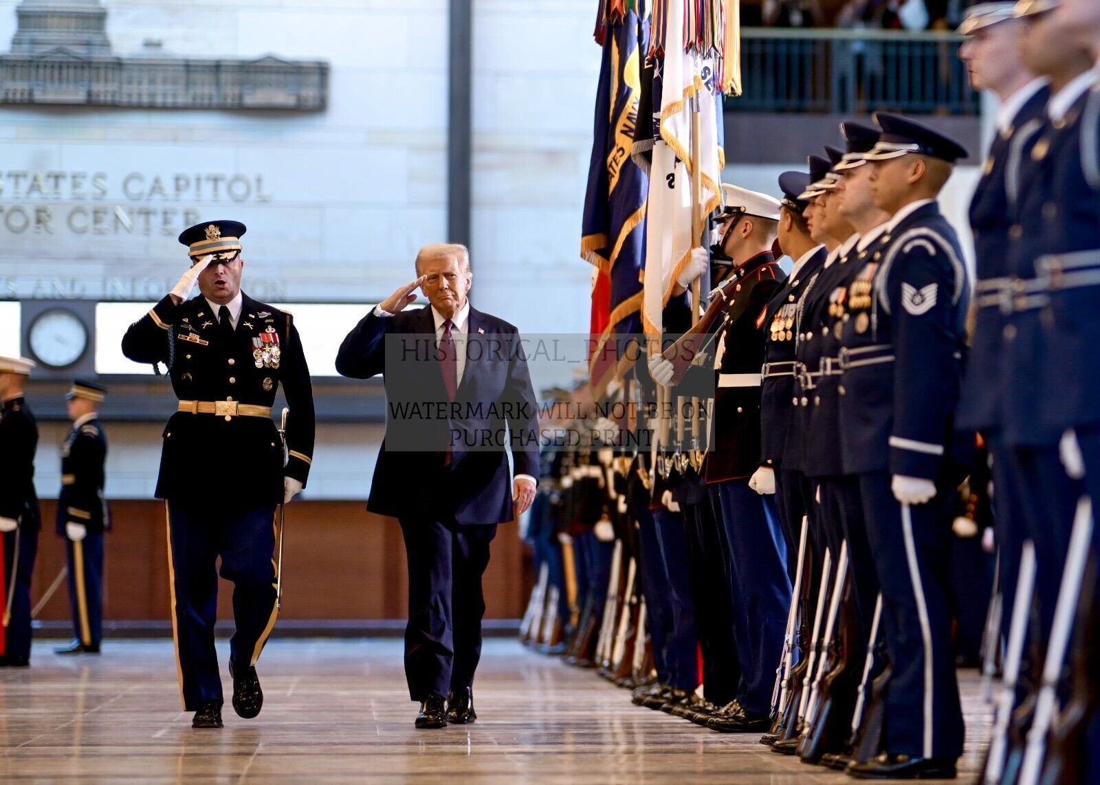PRESIDENT DONALD TRUMP SALUTING THE ARMED FORCES 2025 5X7 PHOTO ...