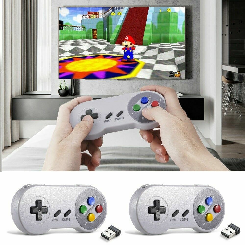 2x SNES Wireless Controller Retro Gamepad + USB receiver for PC MAC ...