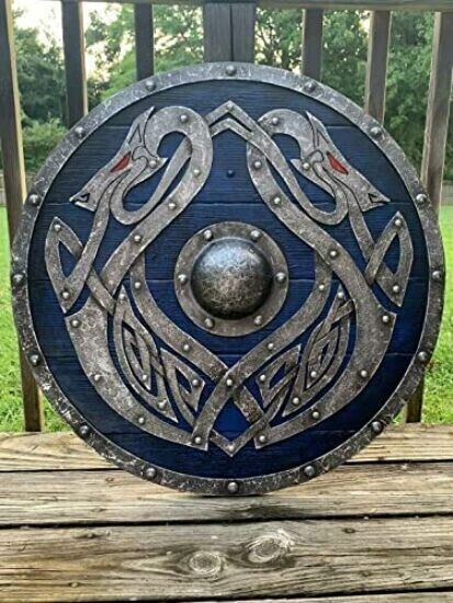 Viking Shield Medieval Round Battle Warrior Shield Wooden Round Cosplay ...