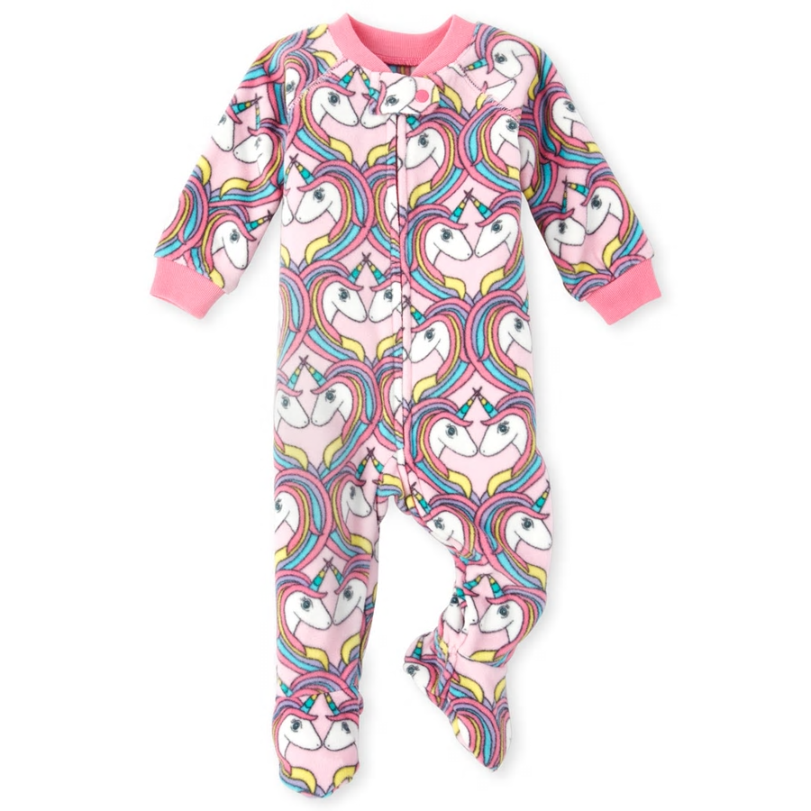 NWT The Childrens Place Unicorn Panda Fox Girls Footed Fleece Sleeper ...