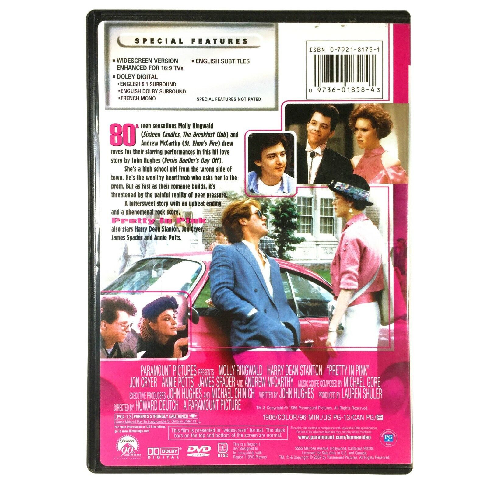 Pretty in Pink (DVD, 1986, Widescreen) Like New ! Molly Ringwald Jon ...