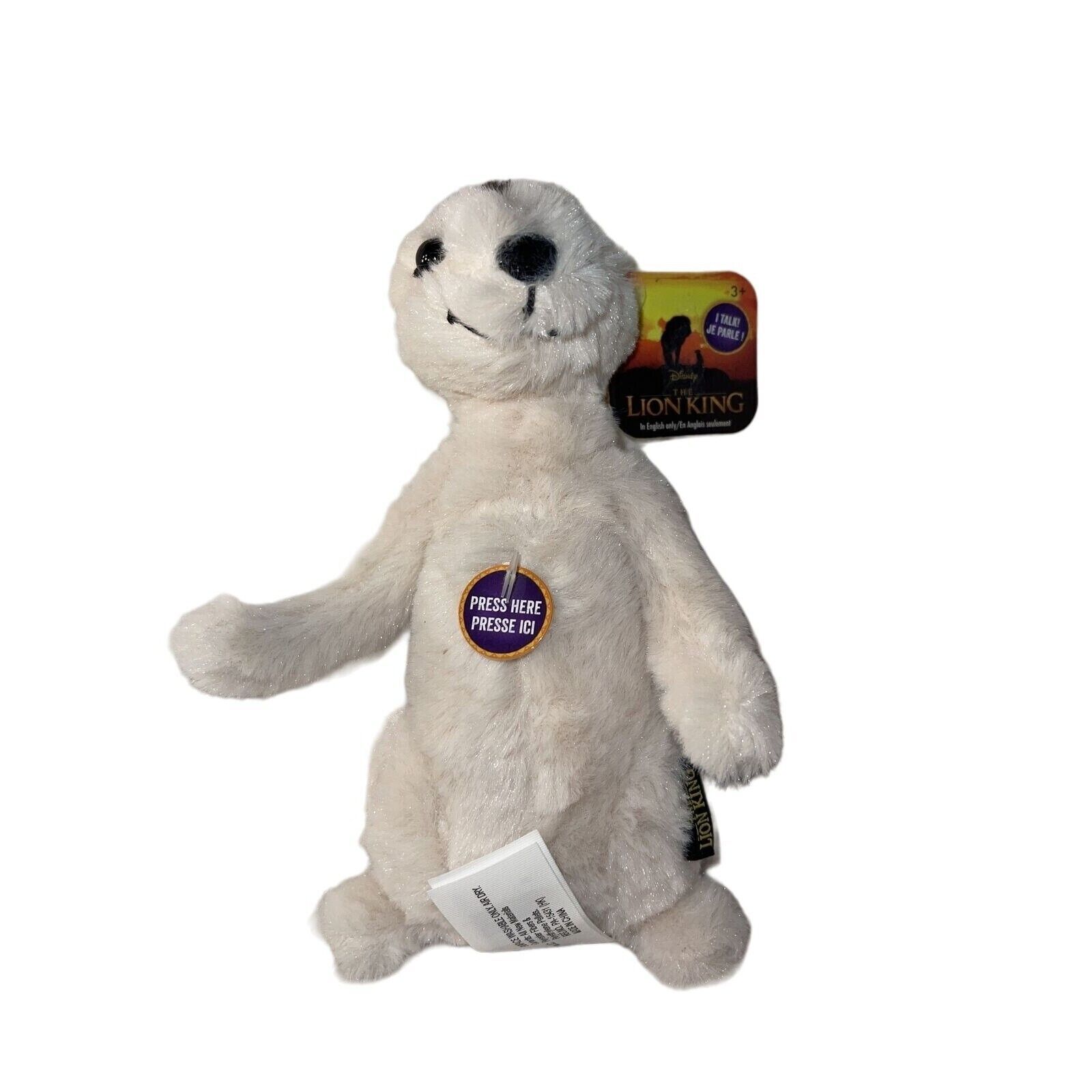 Disney lion King Timon talking plush stuffed animal 7" White Black ...