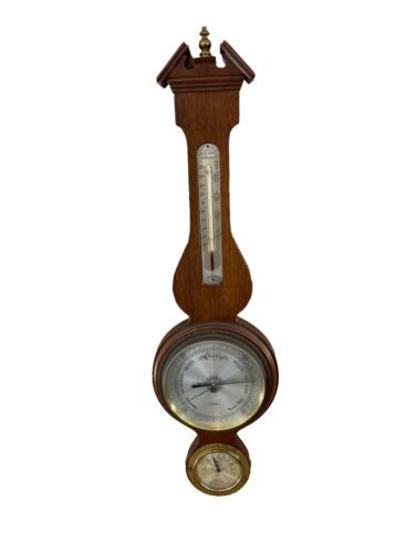Salem England Mahogany 516 Banjo Style Barometer Weather Station ...