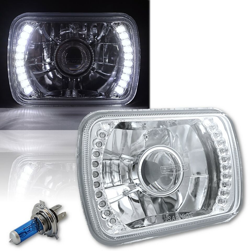 1-7X6 White LED Halo Projector Halogen Crystal Headlight Angel Eye ...