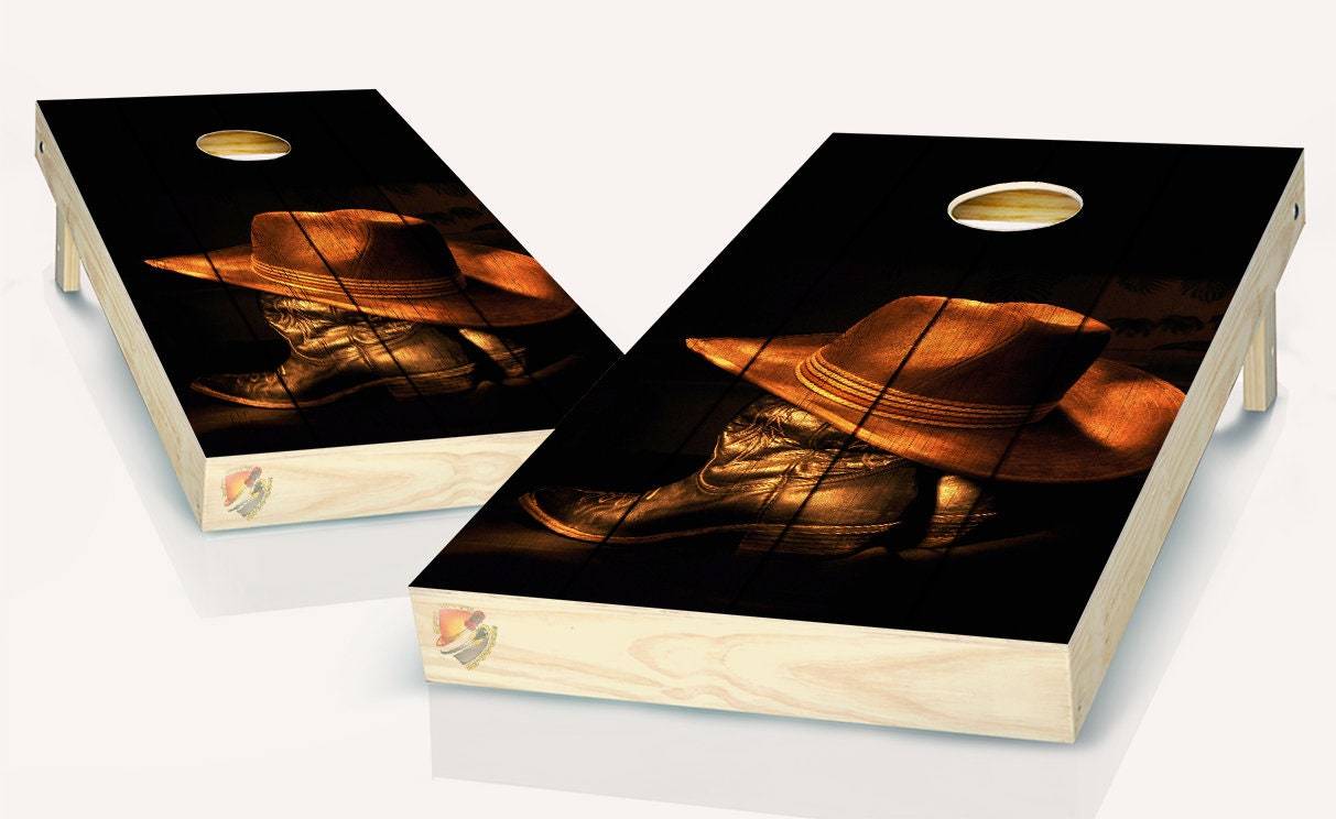 Cowboy Boots Wild West Cornhole Board Vinyl Wrap Laminated Sticker Set ...