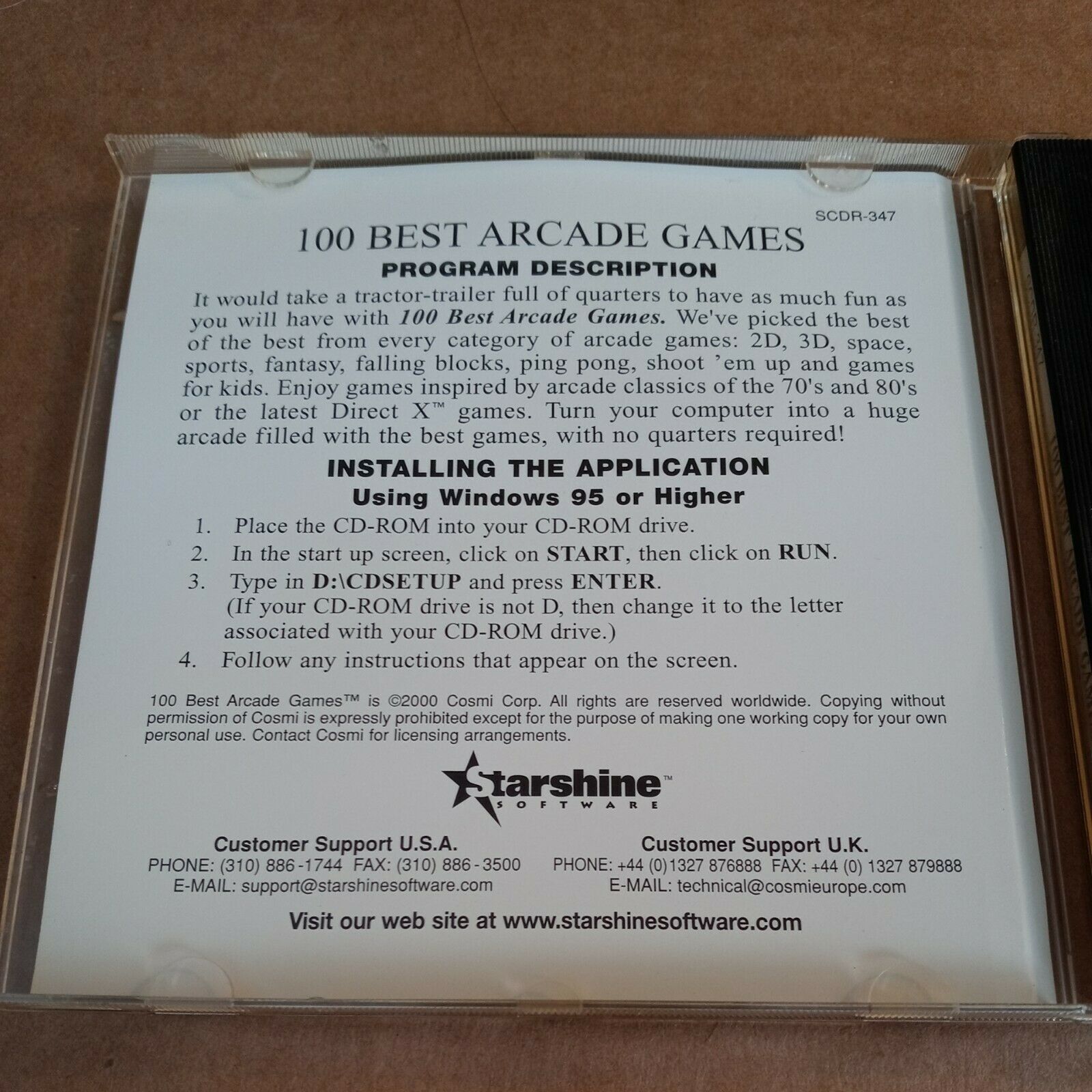 100 Best Arcade Games Windows 95 CD-ROM in jewel case - Video Games