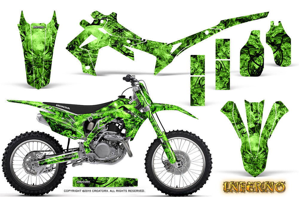 HONDA CRF 450 CRF450 2013-2015 GRAPHICS KIT CREATORX DECALS INFERNO ...