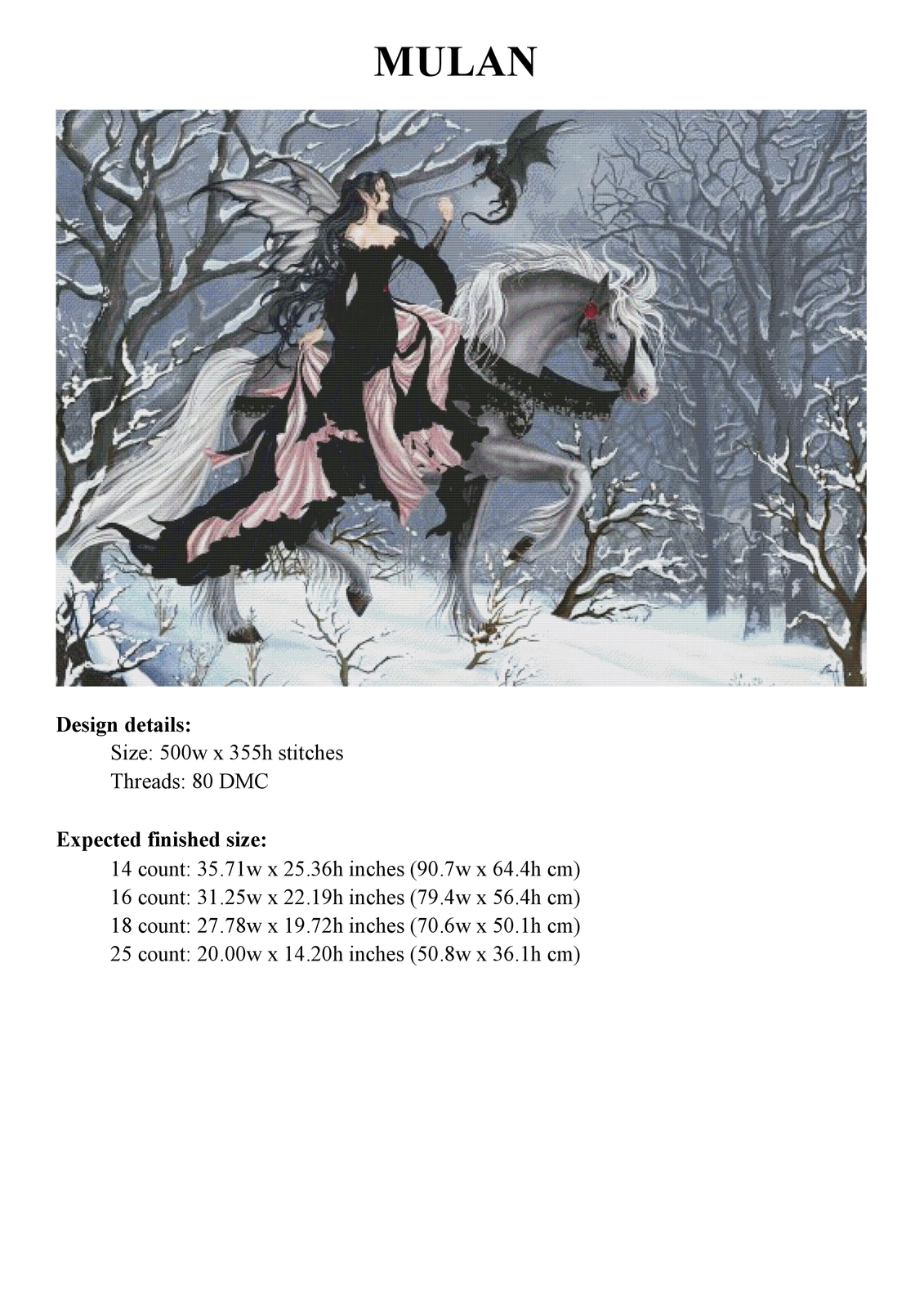 Mulan Cross Stitch Pattern / Disney Cross Stitch Pattern / Dragon Cross ...