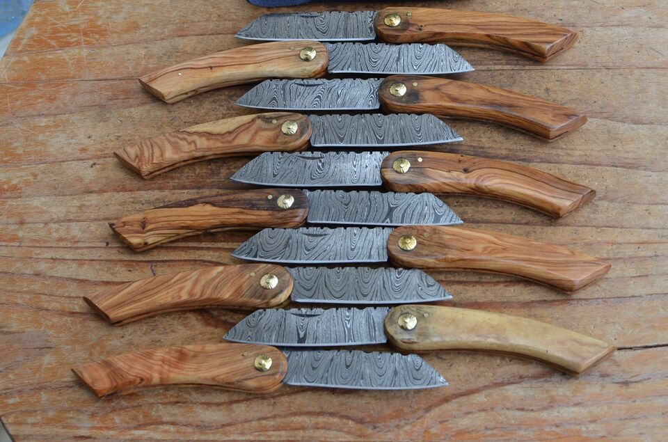 10 damascus custom made beautiful folding knife From The Eagle ...