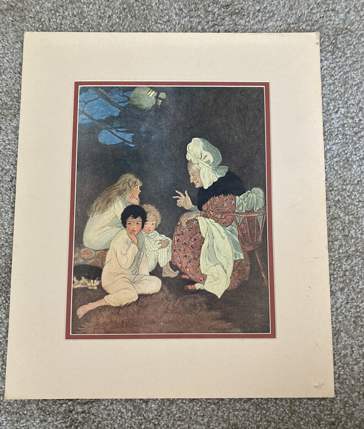 Bedtime Stories Grandmother Talking Kids Art Print Artist Elenore Abbot ...