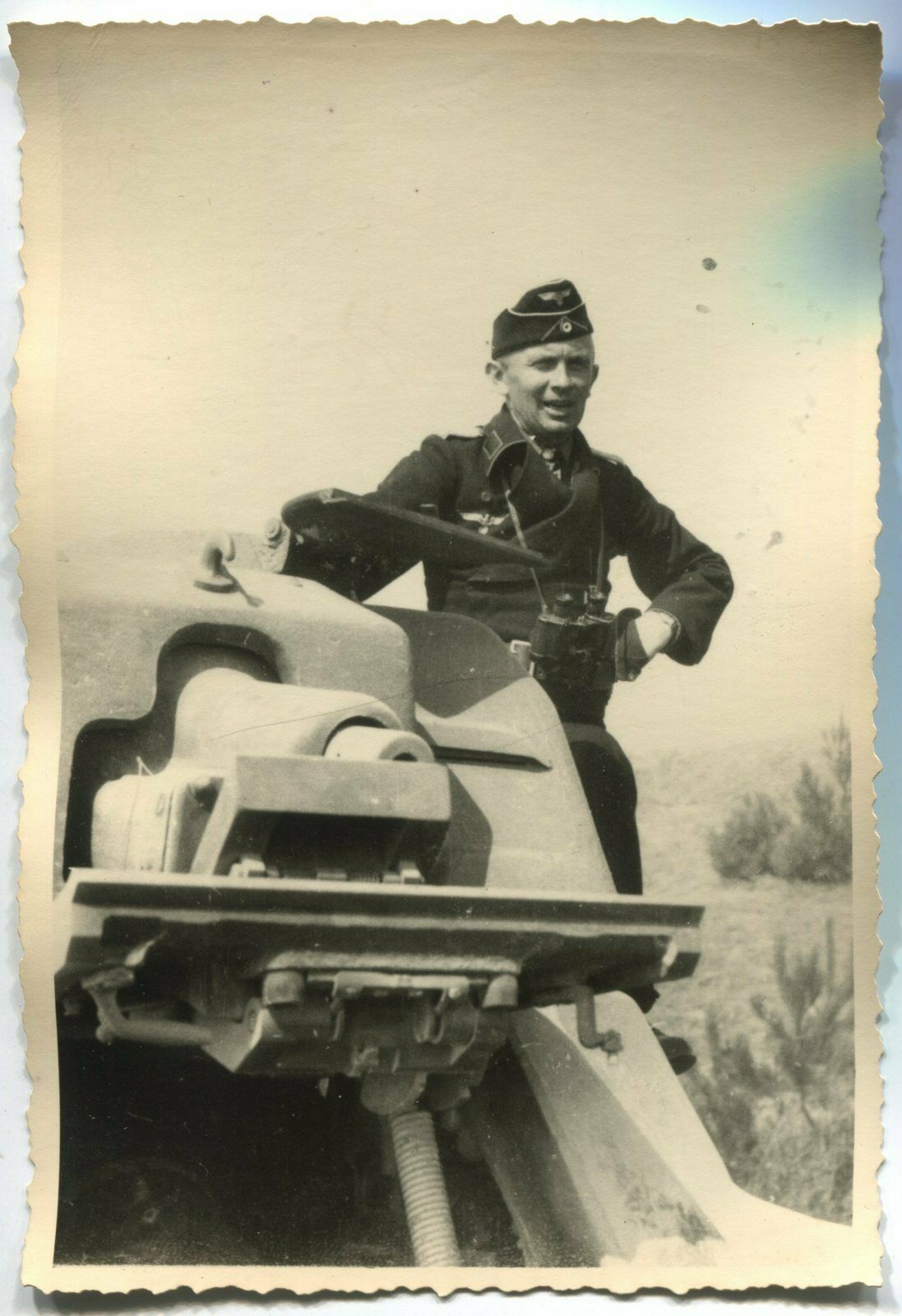 German WWII Photo Wehrmacht Tankman Officer on Trophy French Tank 03566 ...