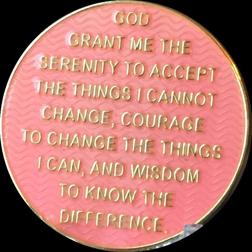 6 Year AA Medallion Pink Gold Plated Alcoholics Anonymous Sobriety Chip ...