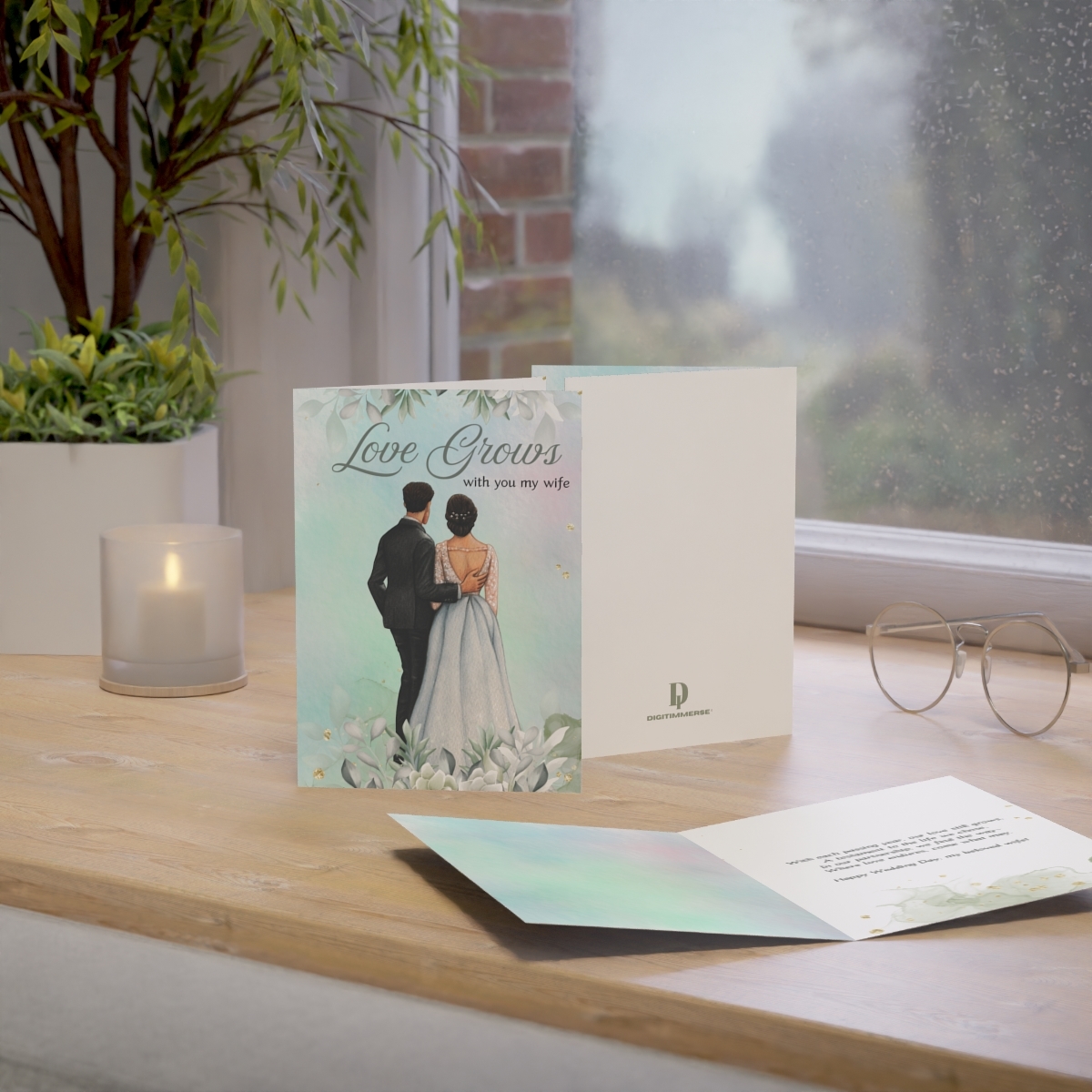 Digital Wedding Poetry Greeting Card - Love Grows - Digital Art