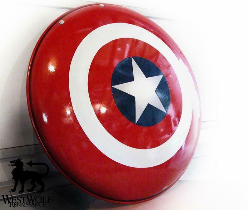 Solid Steel American Hero Shield Full Size and Dished Domed Shape ...