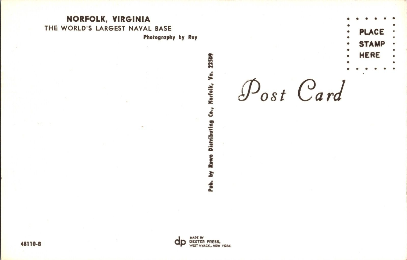 Vtg Postcard Norfolk Naval Base, The Worlds Largest Naval Base. - Non ...