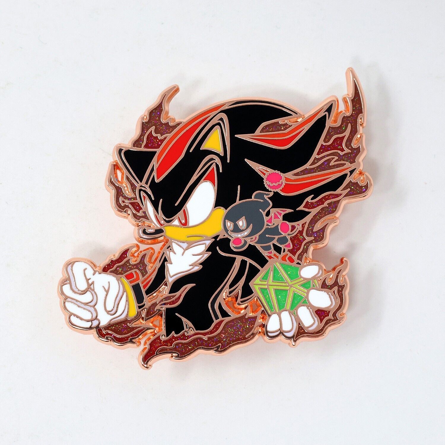 Shadow Sonic the Hedgehog Chaos Emerald 2" Enamel Pin Badge Figure ...