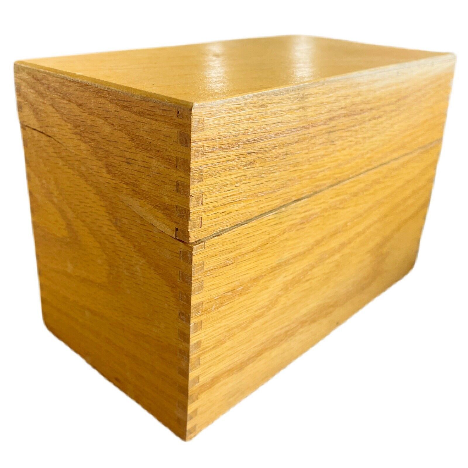 Oak Box 8.75” x 5" Vintage Wood Organizer Finger Dovetail Joint Art ...
