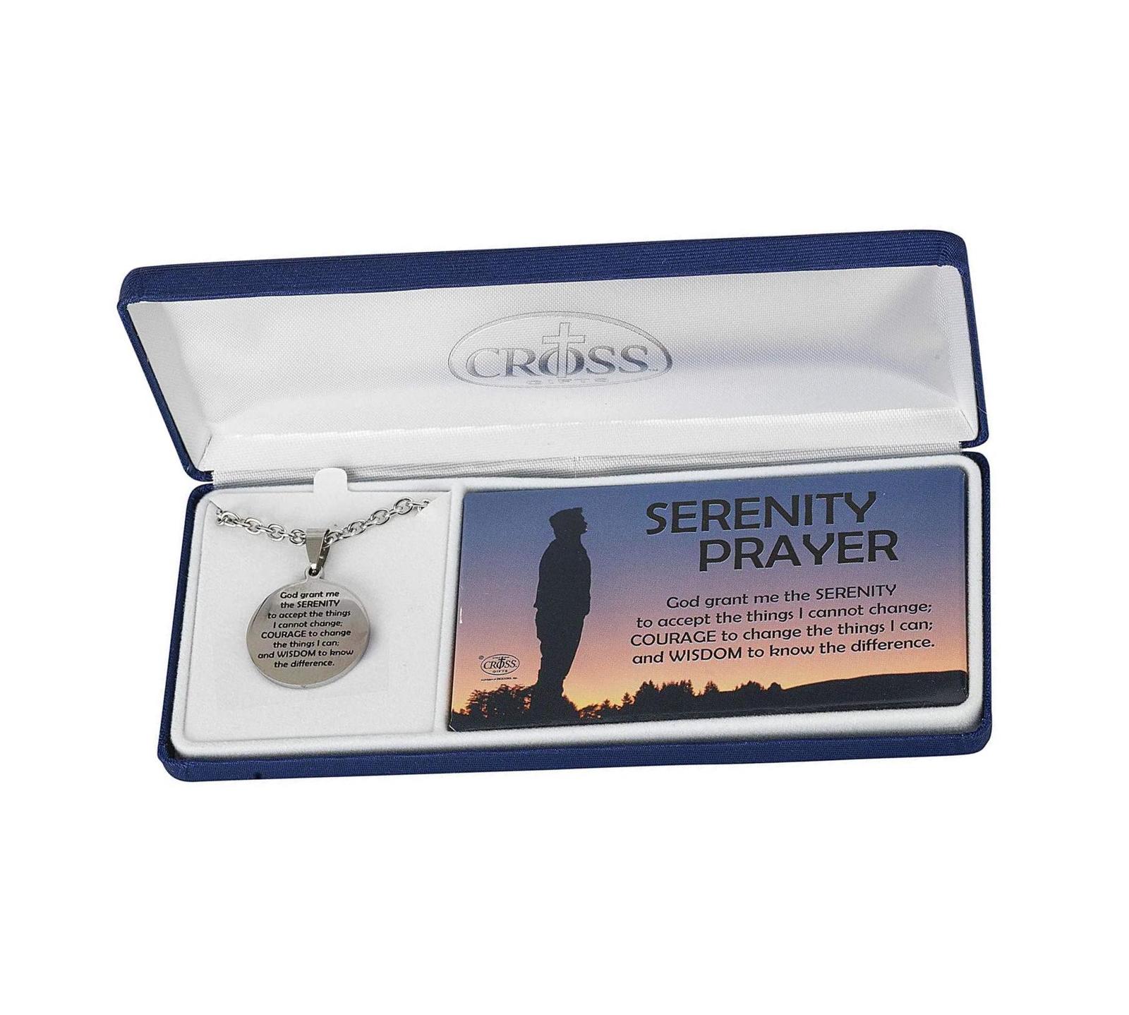 Cross Medal Serenity Prayer Stainless Steel - Flasks