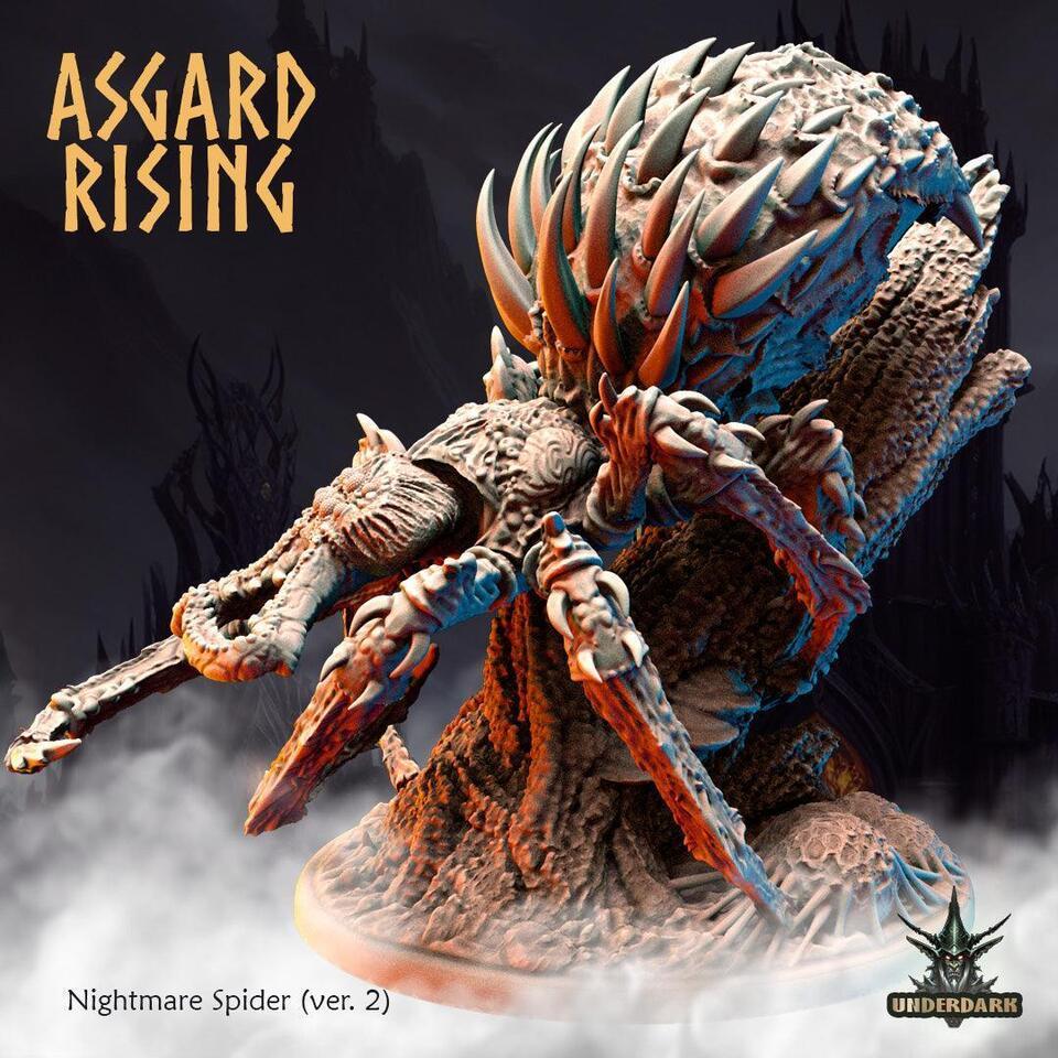 3D Printed Asgard Nightmare Spider Version 2 28 32 mm Wargaming DnD - 28mm