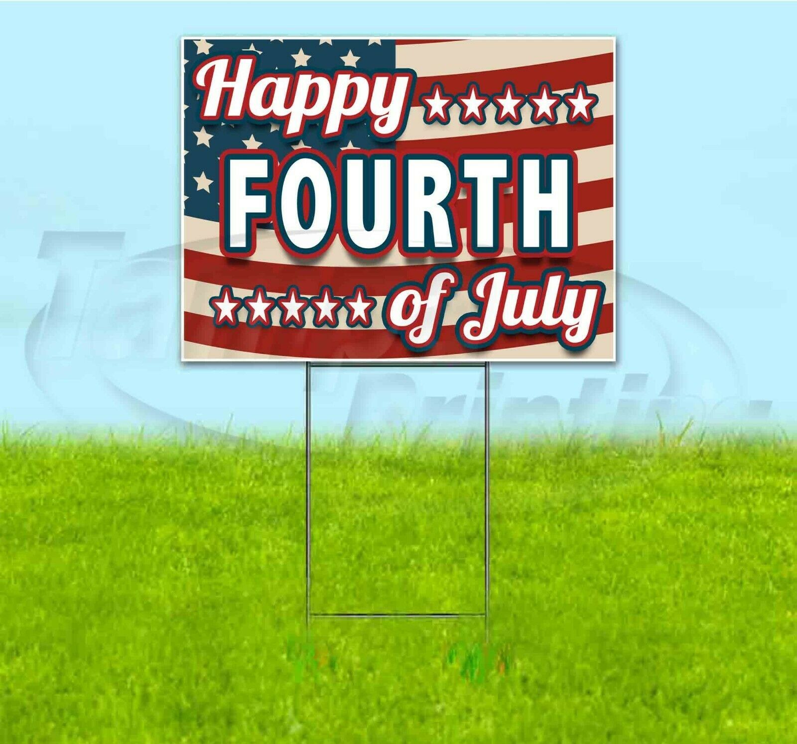 HAPPY FOURTH OF JULY 18x24 Yard Sign WITH STAKE Corrugated Bandit USA ...