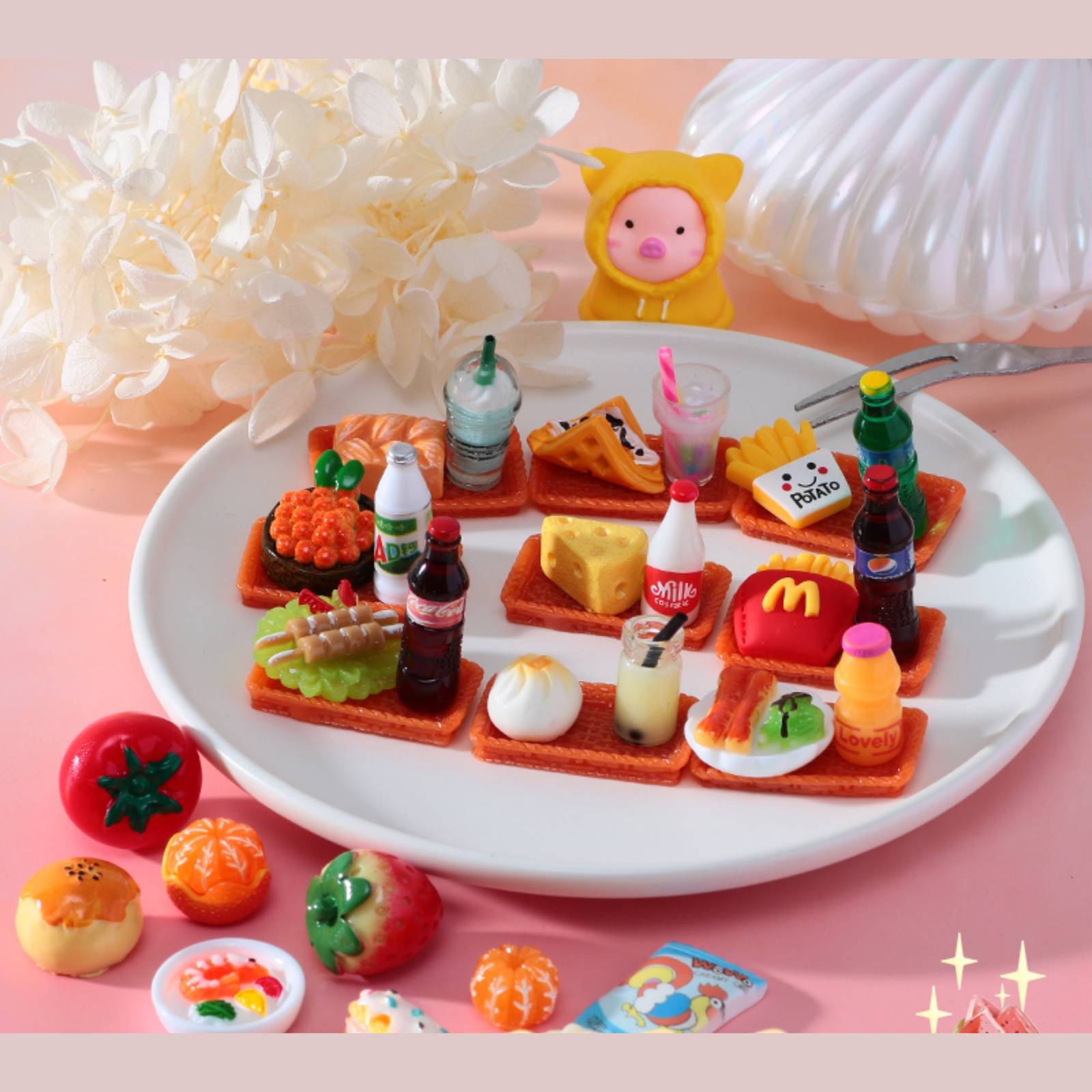 Miniature food toys blind bags mini supermarkets drink bottles food ...