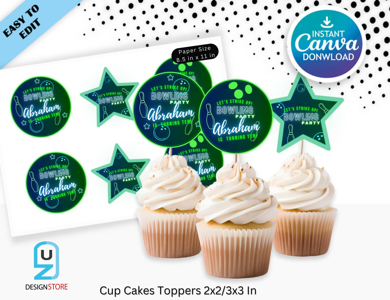 bowling birthday party cupcake toppers and 50 similar items