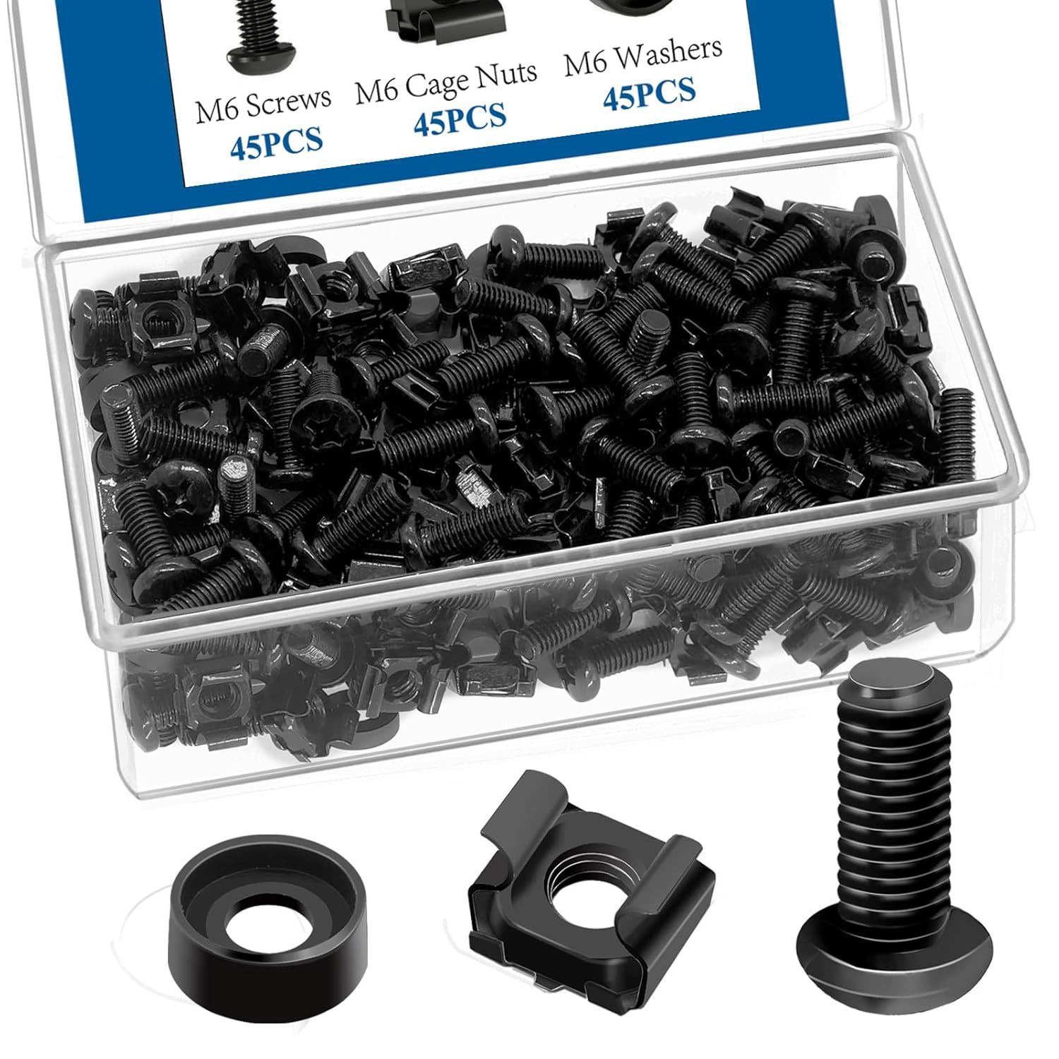 45 Pack M6 X 16Mm Rack Mount Screws,Cage Nuts For Rack Mount Server ...