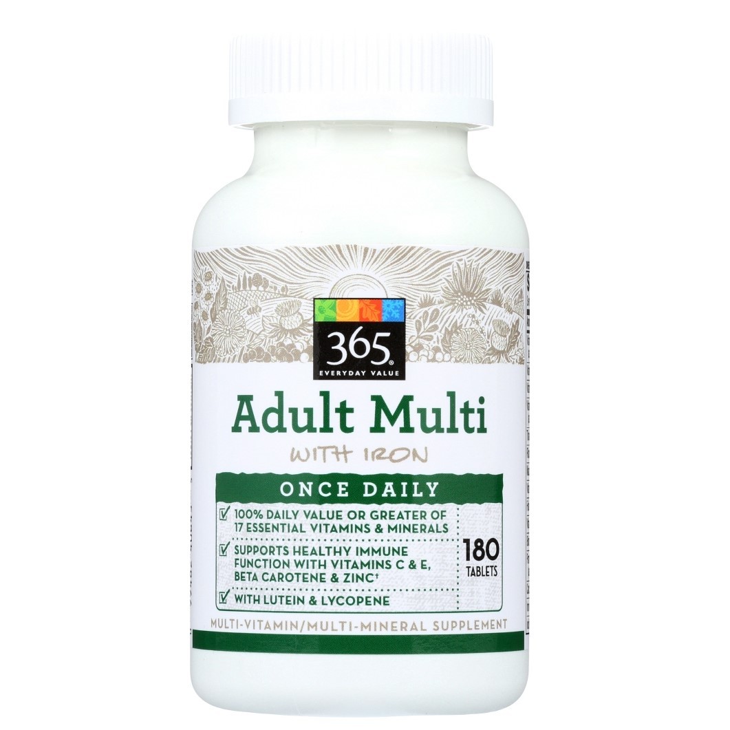 365 Whole Foods Supplements Adult Multivitamins with Iron, 180 Tablets ...