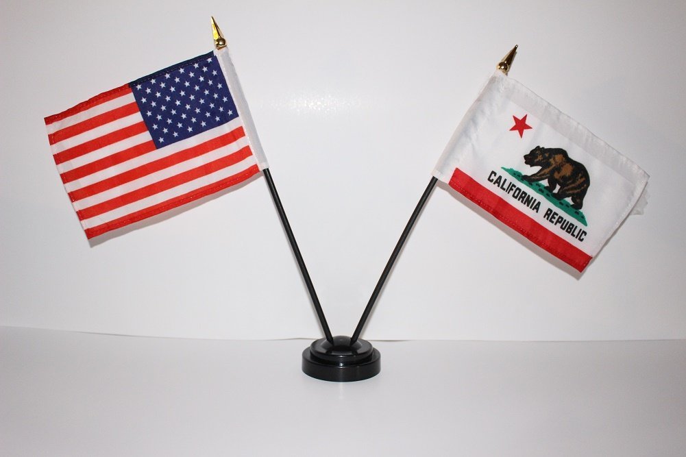 US USA American and California Republic State 4"x6" Miniature Flags ...