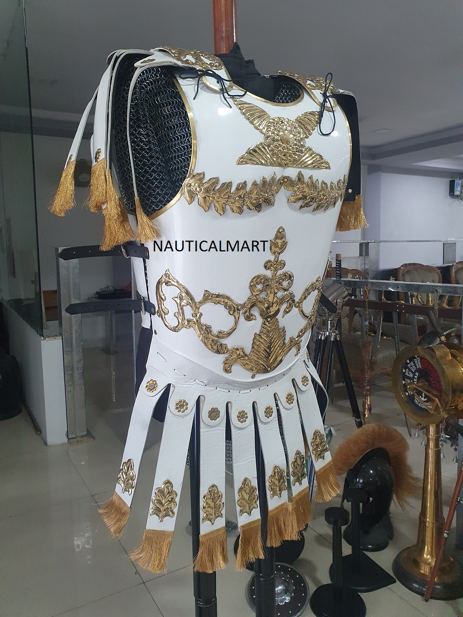 White Leather Medieval Roman Muscle Cuirass Armor Knight Breastplate ...