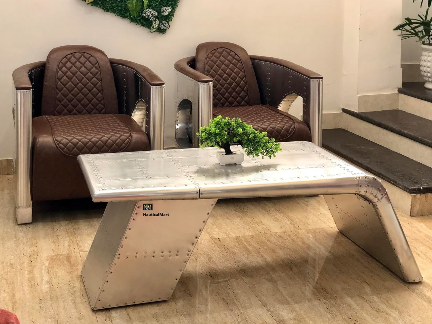 NauticalMart Aluminum Aviator Spitfire Sofa Chair Wing Desk Coffee ...