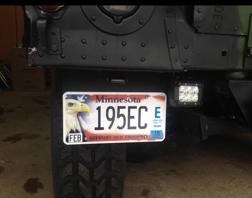 HUMVEE Rear License plate Bracket PJ + Light - No-drill Install - M998 ...
