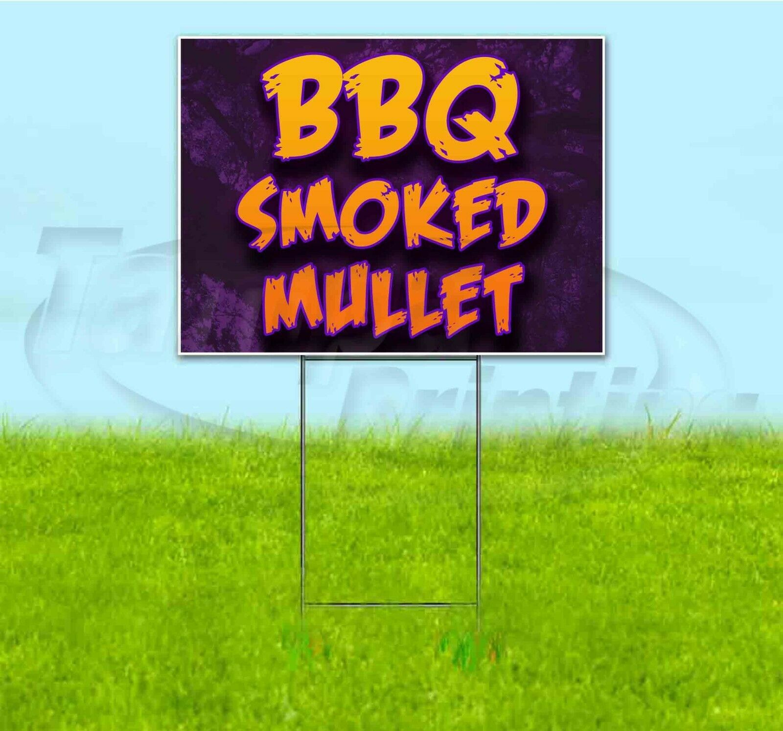 BBQ SMOKED MULLET 18x24 Yard Sign WITH STAKE Corrugated Bandit USA ...
