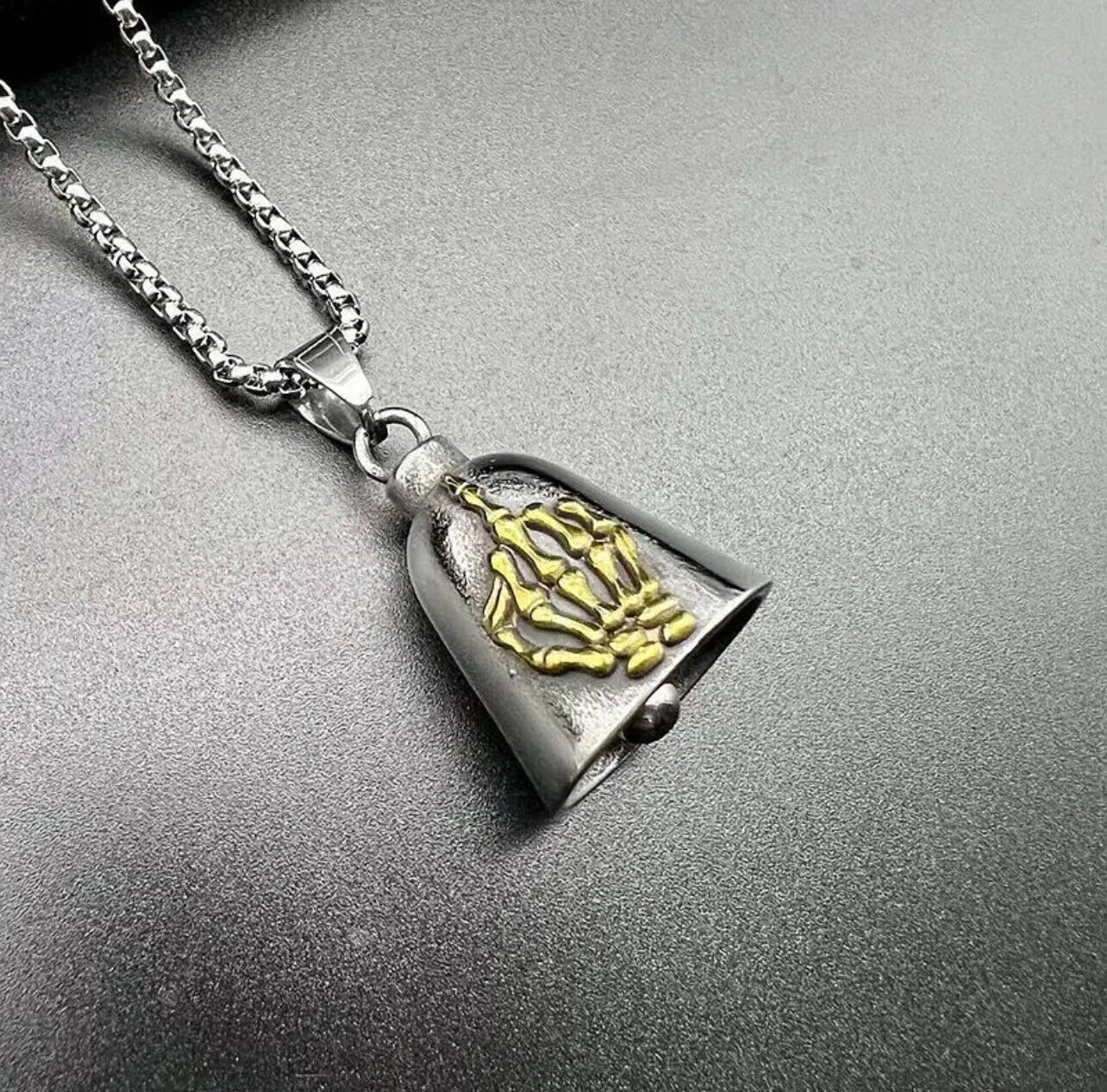 STAINLESS STEEL MIDDLE FINGER GREMLIN BELL - Necklaces & Pendants