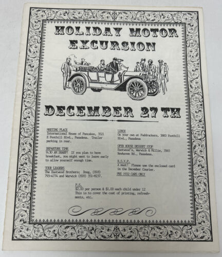 Holiday Motor Excursion December 27th 1987 Vintage Advertising Booklet ...