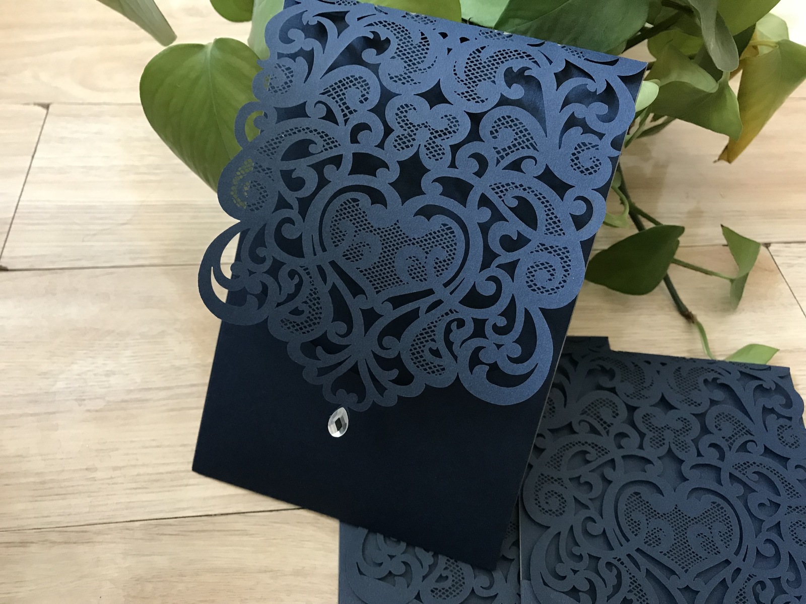 Dake Blue Pocket Laser Cut Invitaiton Cards,50pcs laser cut Wedding ...
