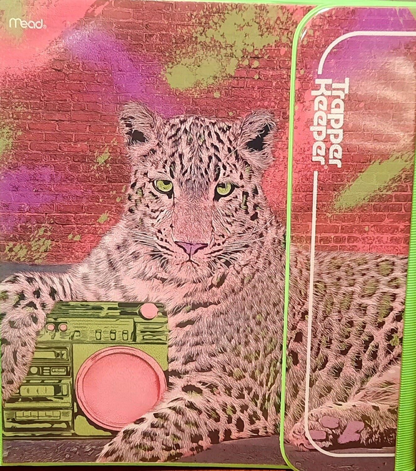 New Retro 80s Boombox Radio w/ Leopard Trapper Keeper Binder Folder ...