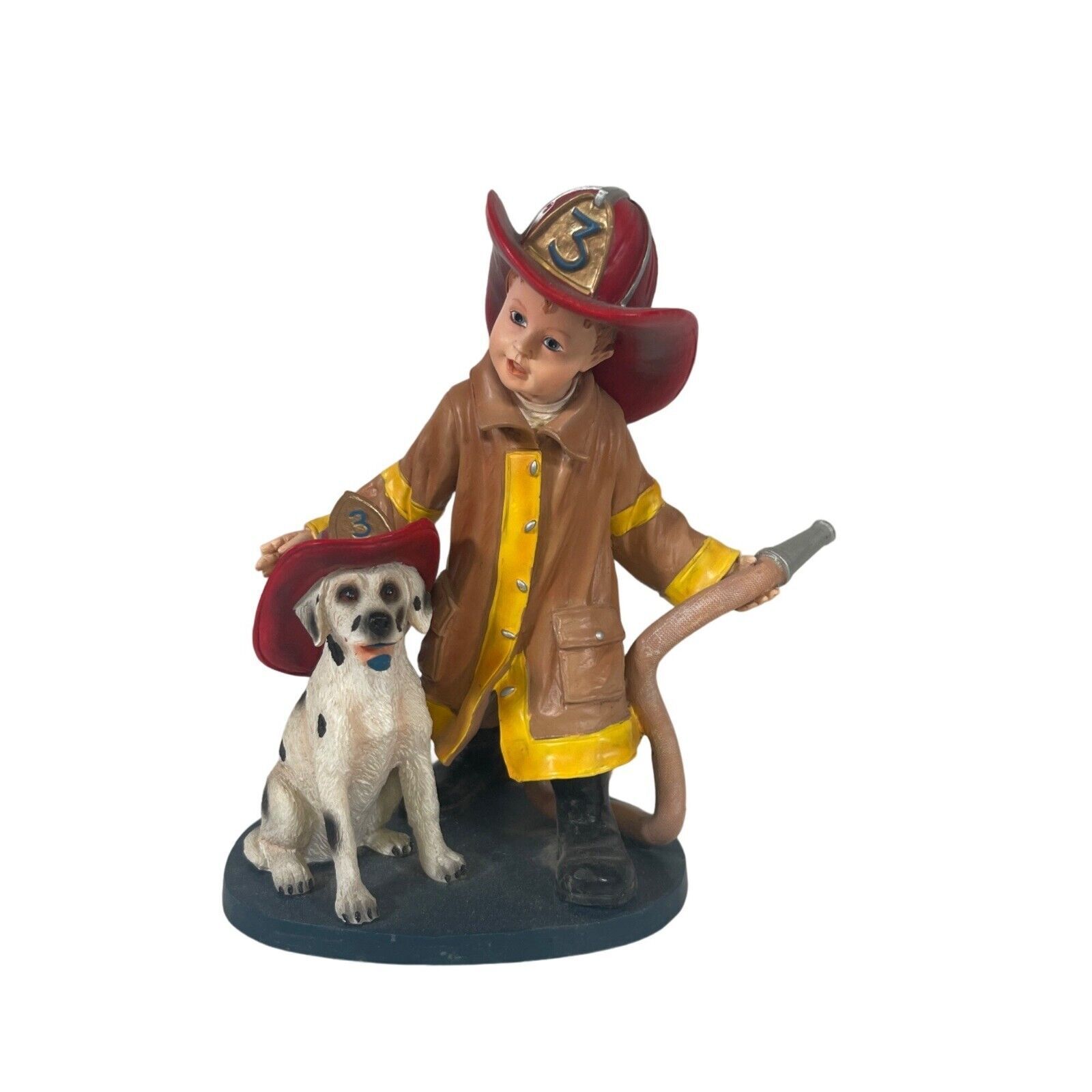 Child Fireman Dog Third Birthday Cake Topper Figurine Red Hats of ...