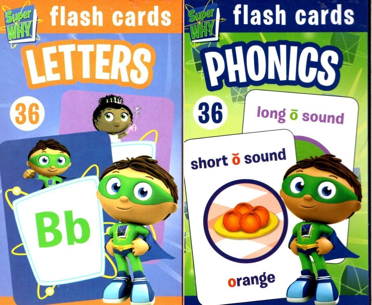 PBS Kids Super Why - Letters & Phonics - 36 Education Flash Cards Set ...