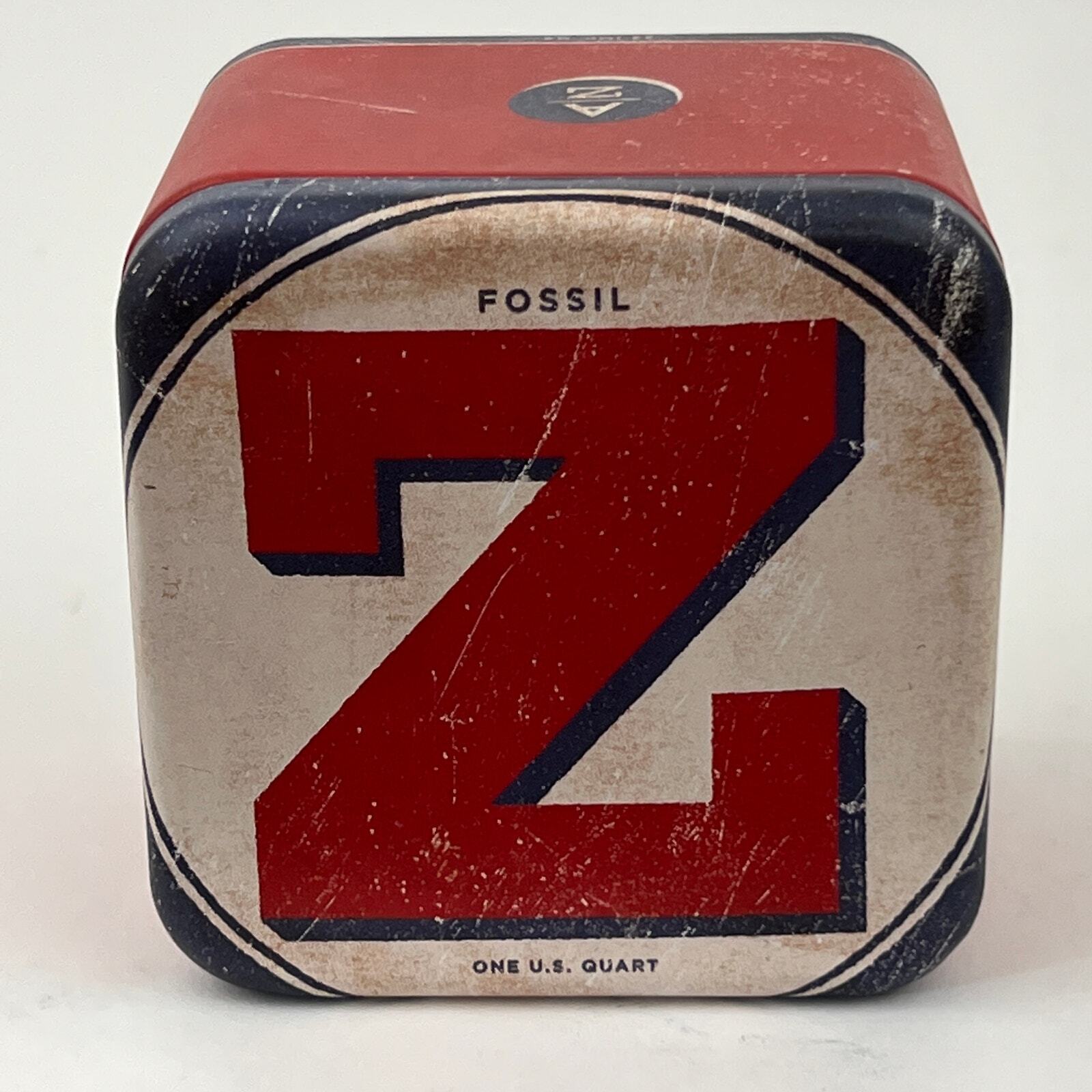 Fossil Watch EMPTY Tin Box Alphabet Series Letter "Z" Cube - Boxes & Cases
