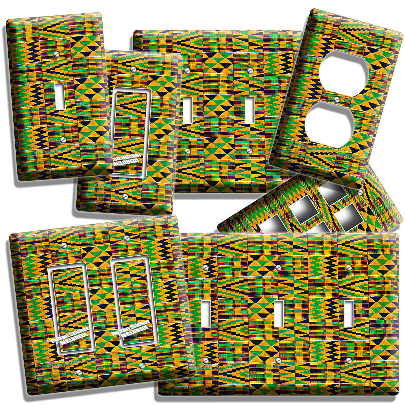 AFRICAN COLORFUL KENTE CLOTH LOOK LIGHT SWITCH OUTLET WALL PLATE ROOM ...