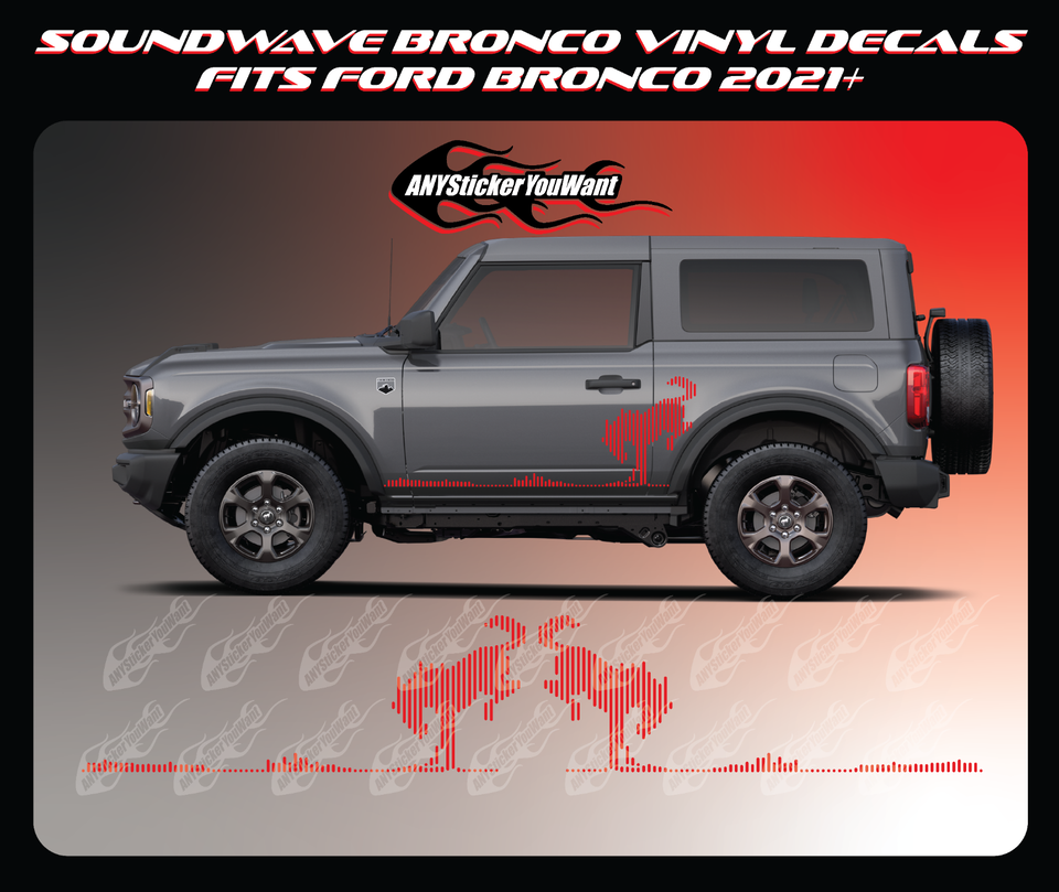 x2 Soundwave Bronco Vinyl Decals Fits Ford Bronco (2 Door) 2021-2022 ...
