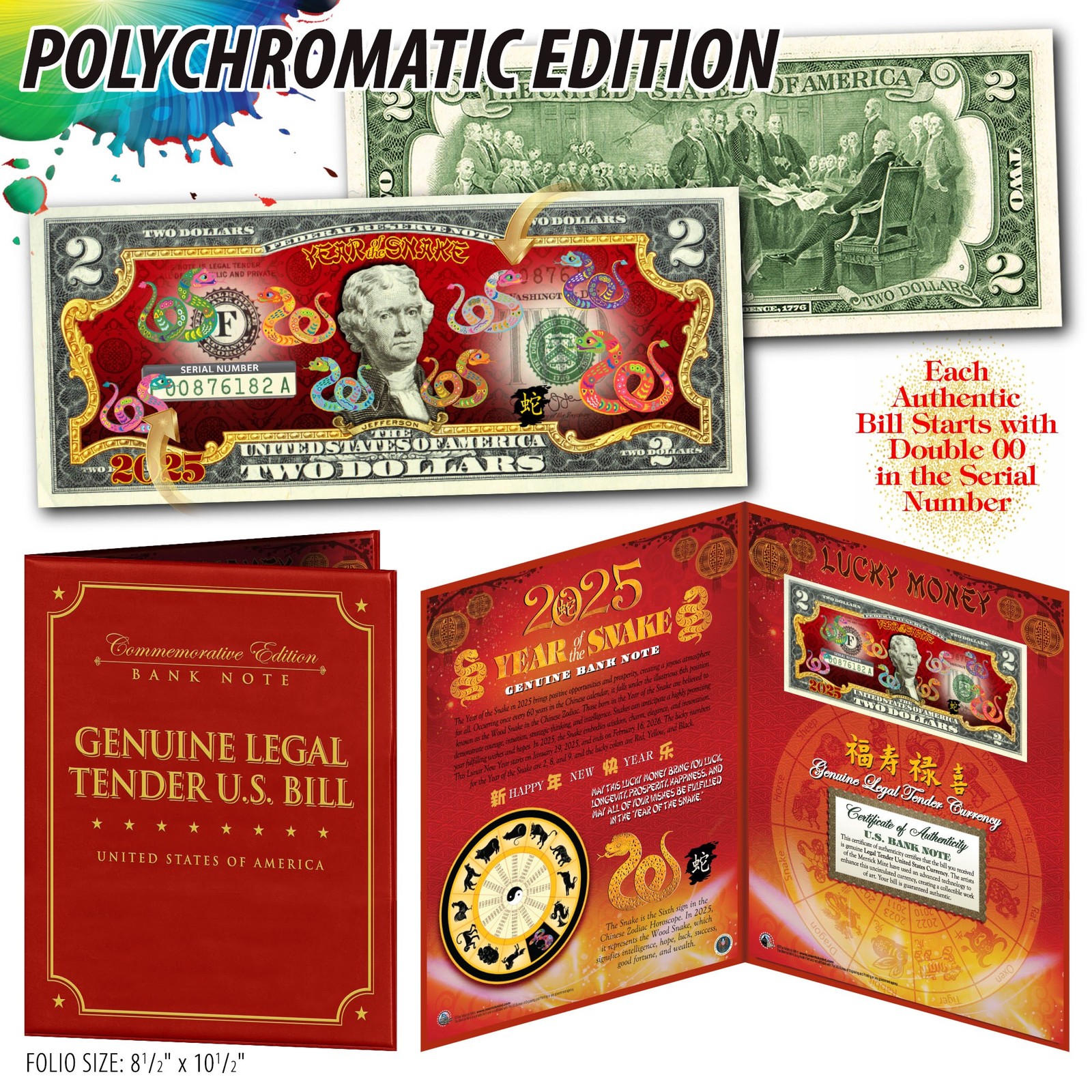 2025 CNY Lunar Chinese New YEAR OF SNAKE Polychromatic 8 SNAKES 2 Bill 2025-cny-lunar-chinese-new-year-of-snake-polychromatic-8-snakes-2-bill