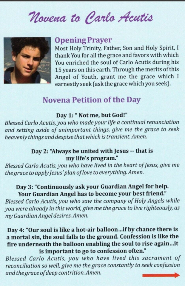 Novena to Blessed Carlo Acutis, New #PC-27 - Holy Cards