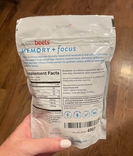 SuperBeets Memory & Focus Brain Supplement Chews Blueberry Pomegranate ...