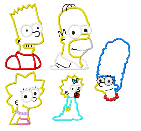 Simpsons Machine Embroidery Applique Designs INSTANT DOWNLOAD - Digital Art
